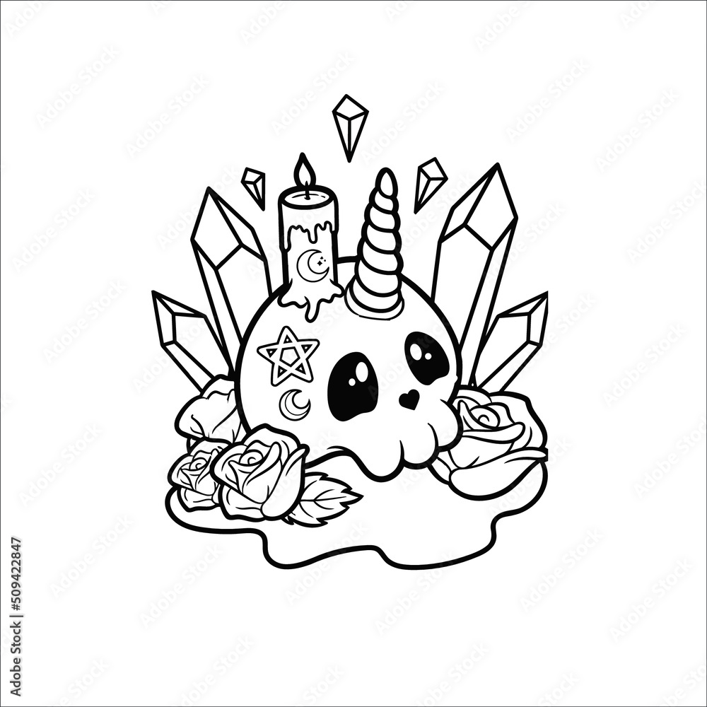 Pastel goth coloring page for all ages Stock Vector | Adobe Stock