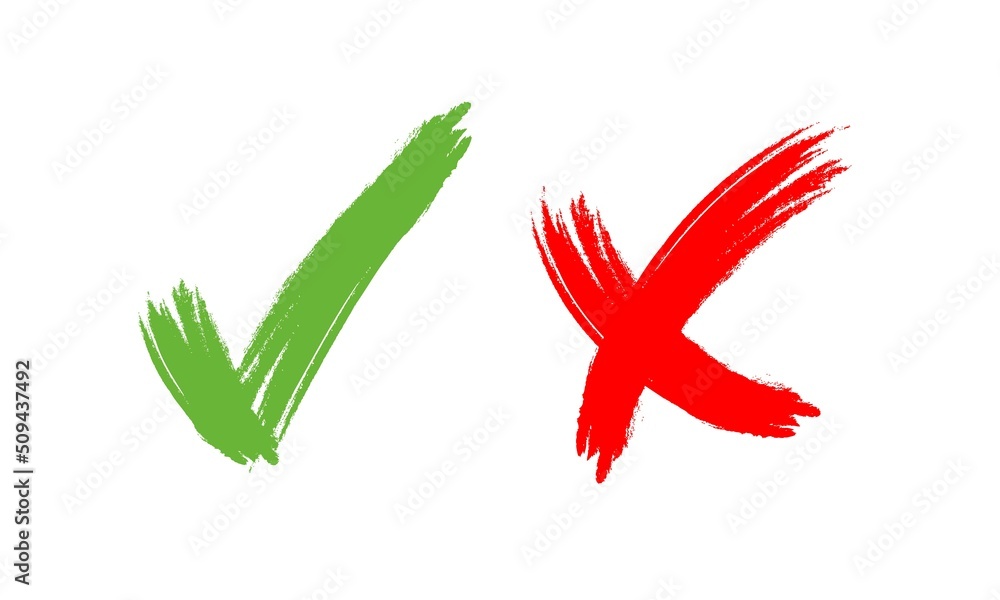 Approve and Reject line icon in red and green color. Cross and Check ...
