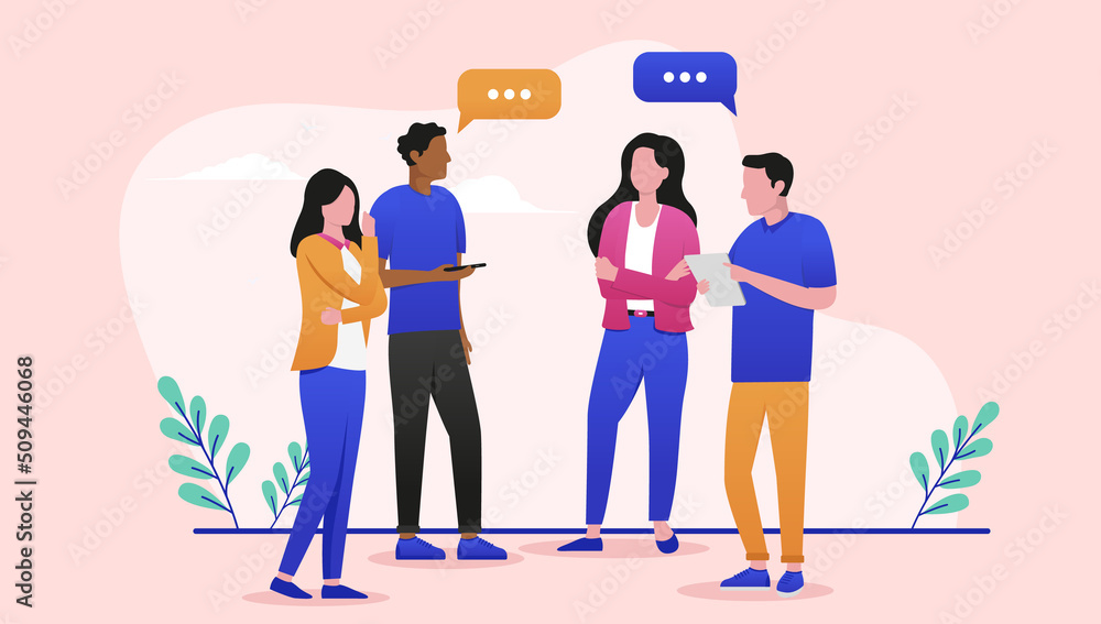 Vetor de People conversation - Business people in casual clothes ...