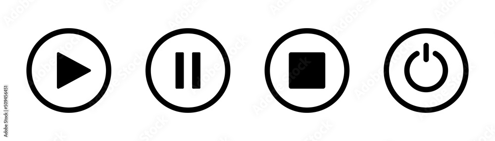 Play pause and stop button. Media player buttons. Outline media button ...