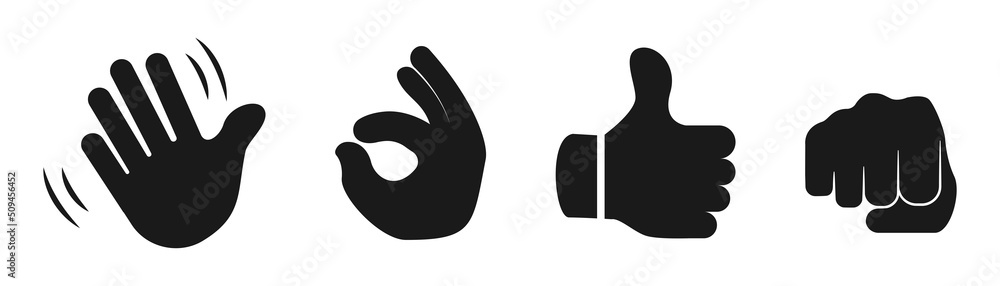 Hand emoji gesture. Waving hand. Thumb up and ok gesture. Hand emoji ...