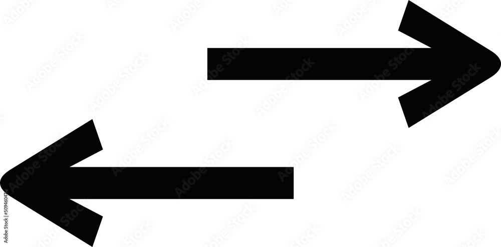 Vector illustration of black arrows, indicating the right and left ...