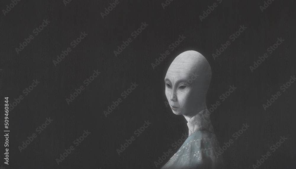 Scary face 3d illustration, Horror ghost and spooky concept, Surreal ...