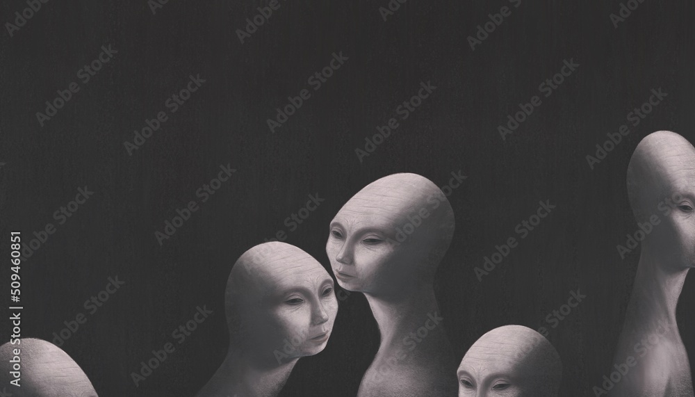 Scary face 3d illustration, Horror ghost and spooky concept, Surreal ...