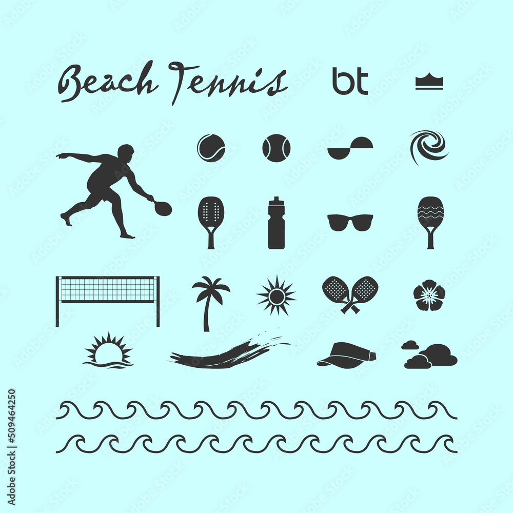 Vetor de Beach tennis design elements set. do Stock | Adobe Stock