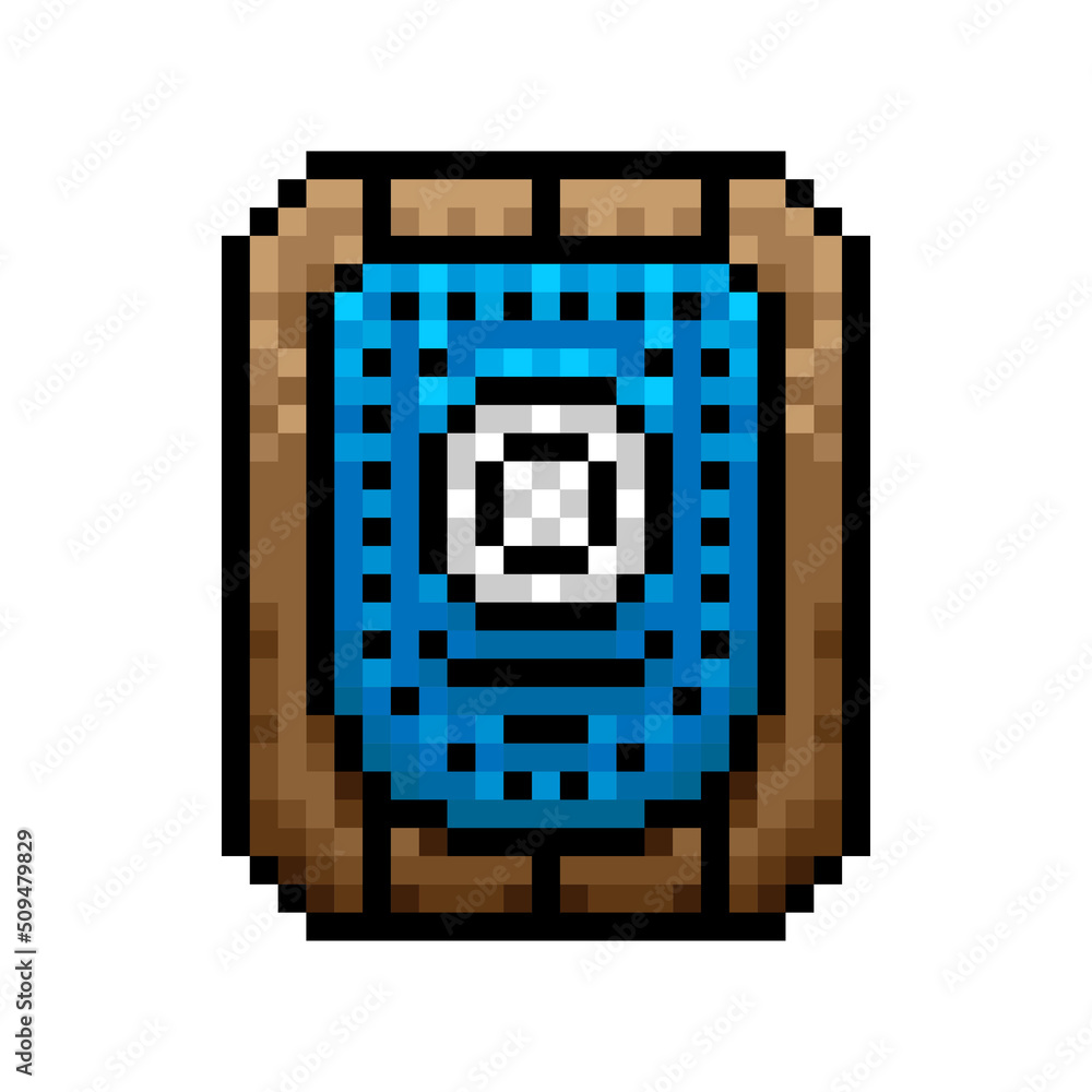 Pixel knight shield icon. Color silhouette. Front view. Vector simple ...