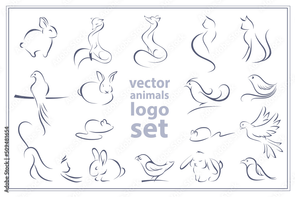Set of linear animals for your logo. Vector animals in the form of an ...