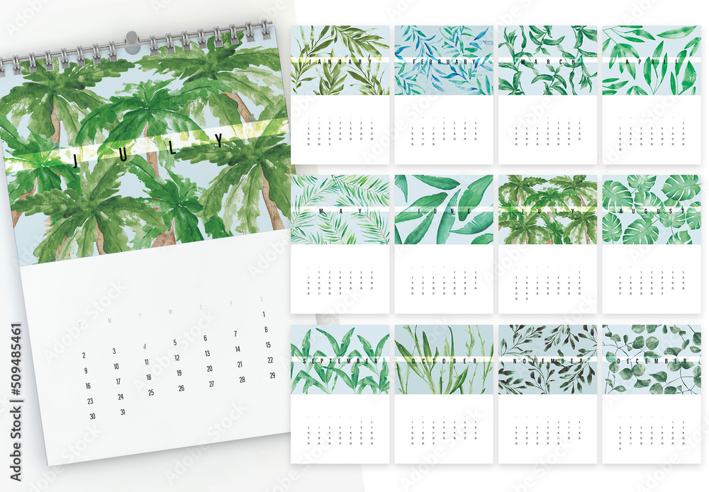 Calendar 2023 Botanic Stock Template | Adobe Stock