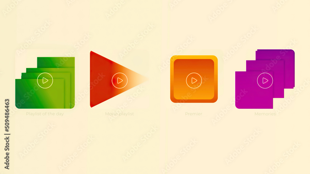 Visualization of colorful computer or smartphone icons on colorful ...