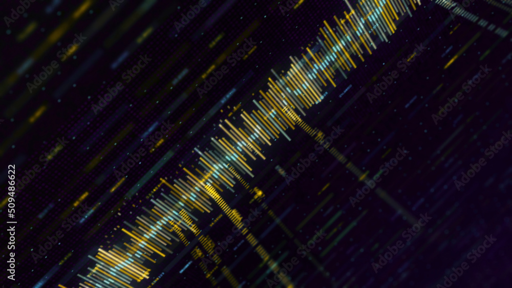 Abstract animation of digital 3d financial chart showing the rise and ...