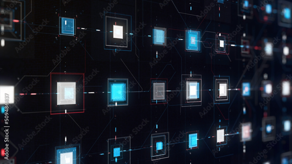 Macro electronic part of a computer, abstract technological background ...