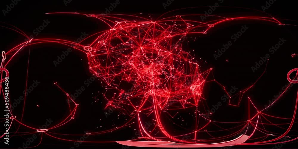 VR360 Red Digital Binary Metaverse Data Network expansion explosion ...