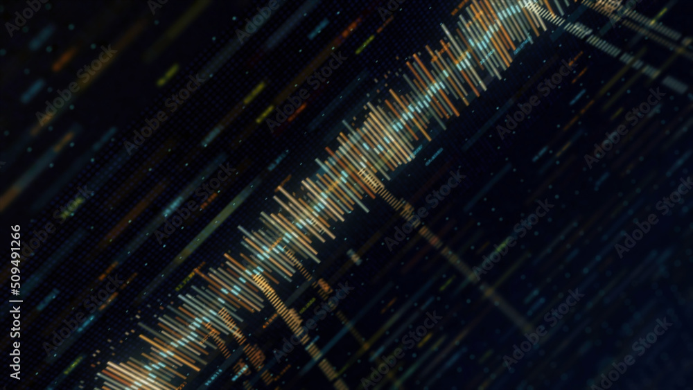 Abstract animation of digital 3d financial chart showing the rise and ...