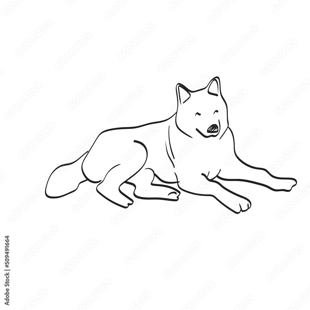 dog laying down on the ground illustration vector hand drawn isolated ...