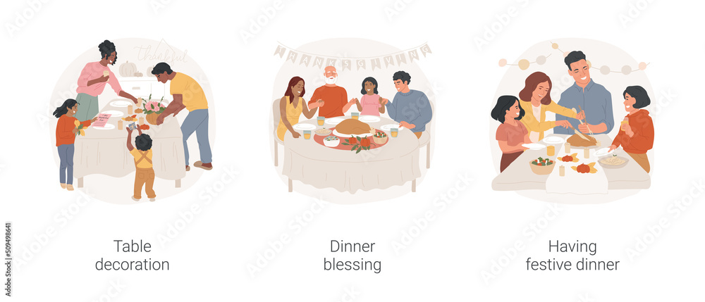 Family gathering isolated cartoon vector illustration set. Family ...