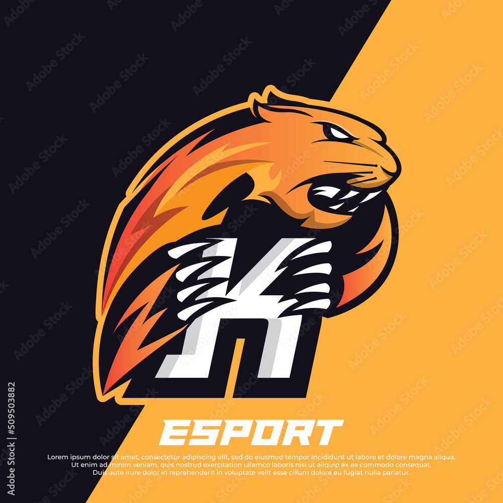 Initial letter K logo esport design, Panther esport logo design, Tiger ...