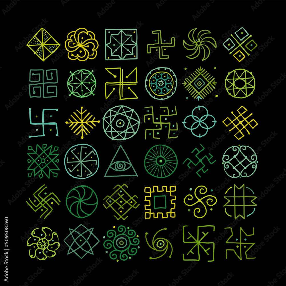 Sacred geometry, symbol set. Alchemy, religion, philosophy ...