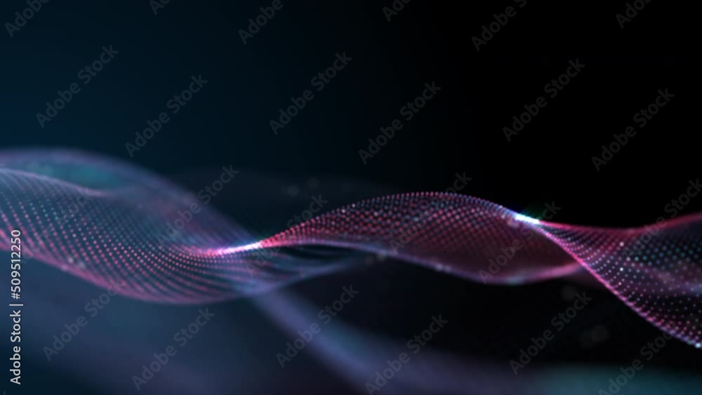 Abstract seamless loop of mesh glowing neon blue pink dots digital ...
