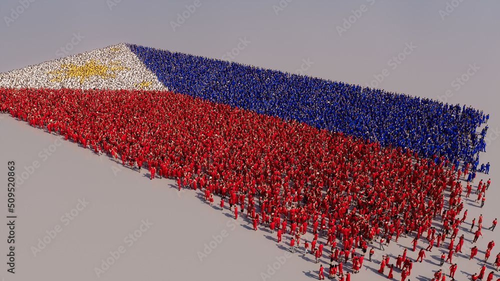 Philippine Banner Background, with People gathering to form the Flag of ...