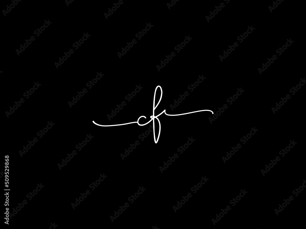Signature CF Logo Icon, Creative Cf fc Signature Letter Slim Logo Image ...