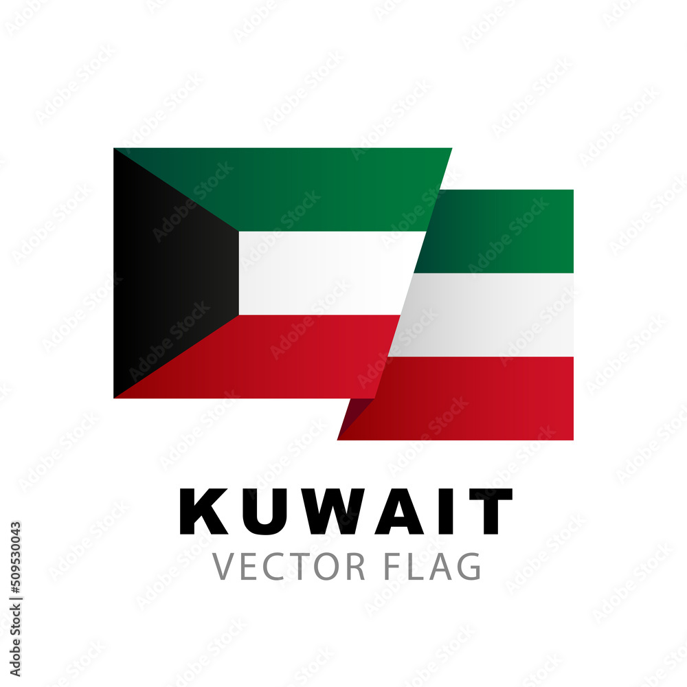 Colorful Kuwaiti flag logo. Flag of Kuwait. Vector illustration ...