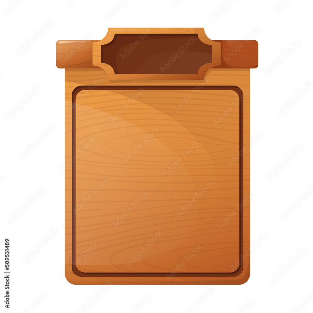 Wooden board in cartoon style. Graphical user interface, signboard ...