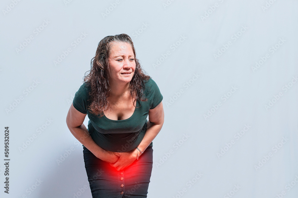 Medical problem, urinary incontinence. woman with bladder pain, woman ...