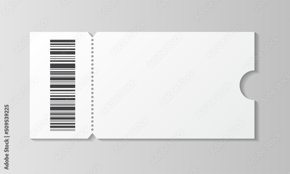 Blank ticket with barcode isolated. Template for concert, movie ...