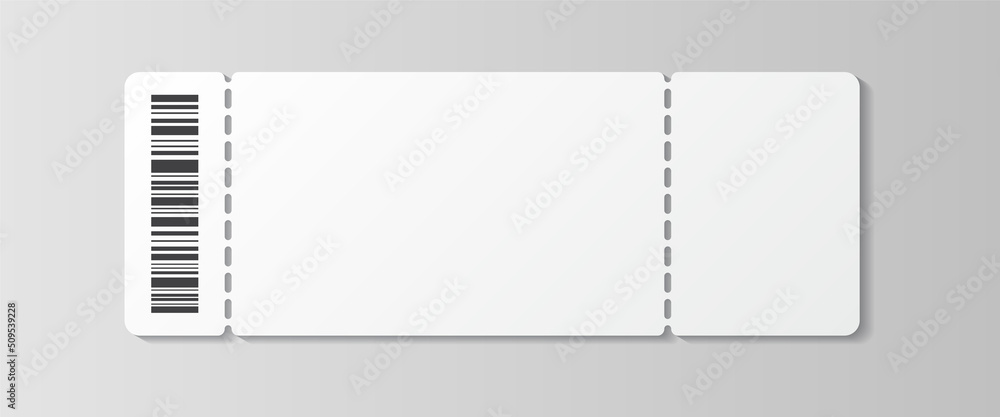 Blank ticket with barcode isolated. Template for concert, movie ...