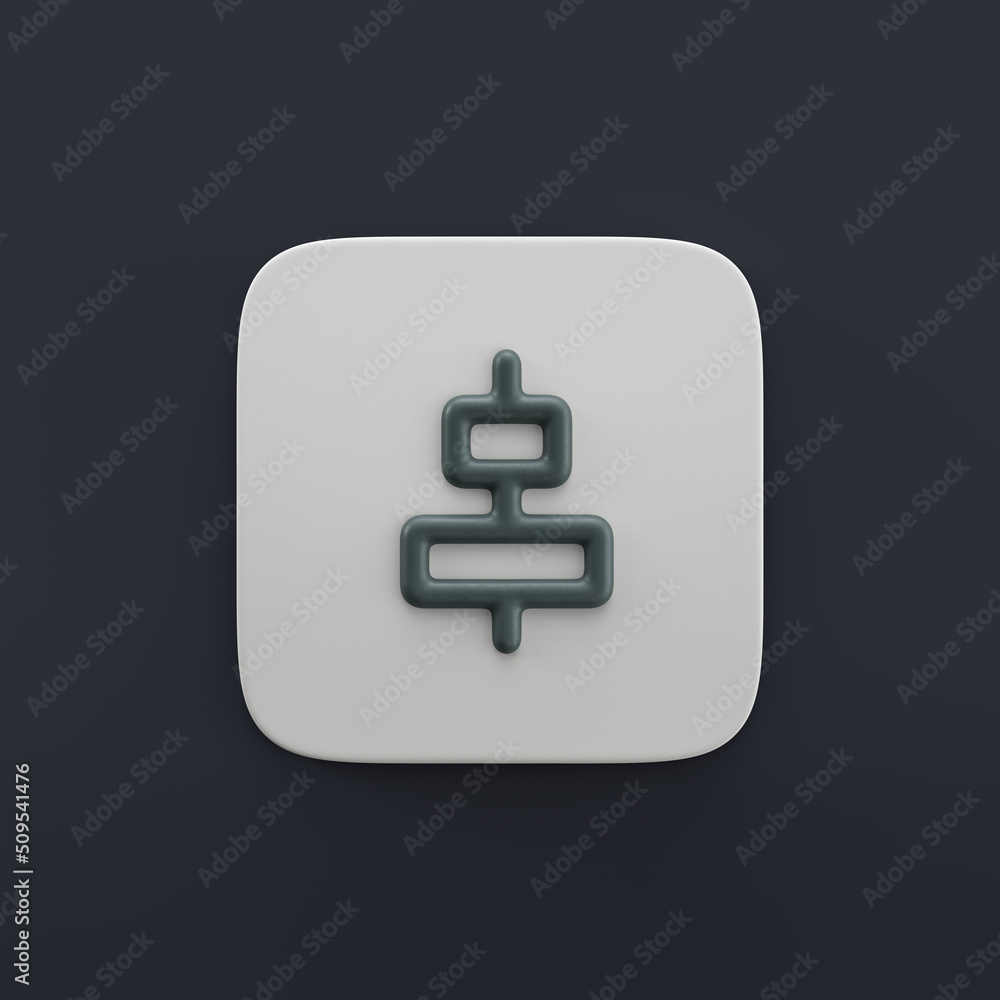 align center horizontal 3d icon, outilne design and development icon in ...