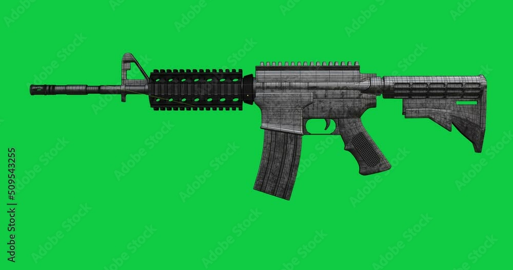 3d render of isolated assault rifle M4 carbine in spinning. Stock Video ...