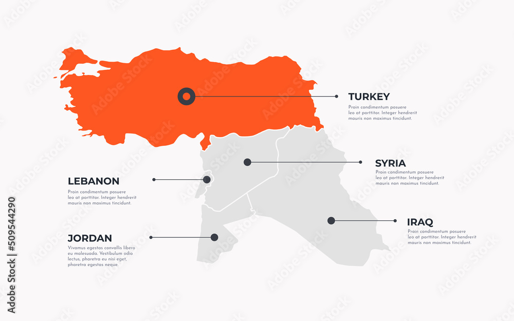 Poster Red highlighted map of Turkey with neighboring countries – Wall ...