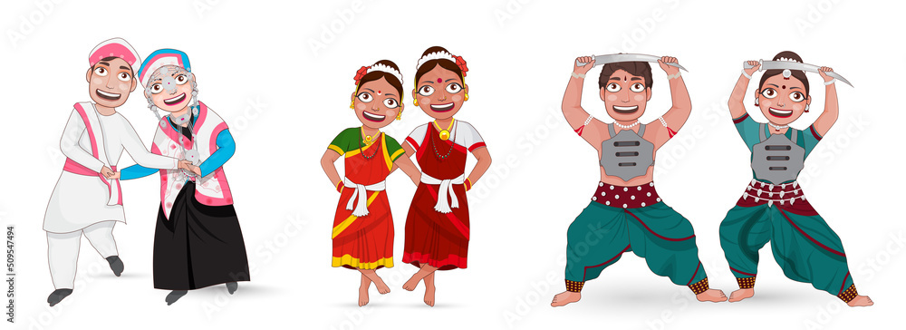Classical Dancer Performing In Three Style With Traditional Attire ...