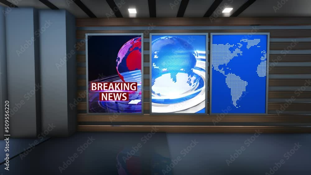 3D Virtual TV Studio News, Backdrop For TV Shows .TV On Wall.3D Virtual ...