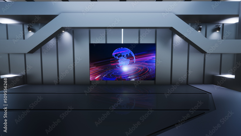 3D Virtual TV Studio News, Backdrop For TV Shows .TV On Wall.3D Virtual ...