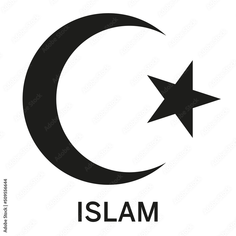 Islam Star and crescent icon. World religion symbols. Isolated vector ...