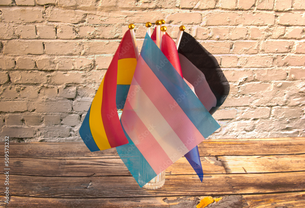 lgtbqias2+ pride flags standing on table standing proud Stock Photo ...