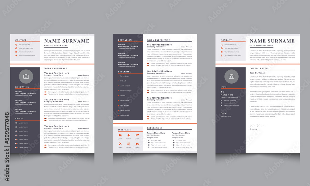 Poster Infographic Resume Template, Professional CV Layout and Cover ...