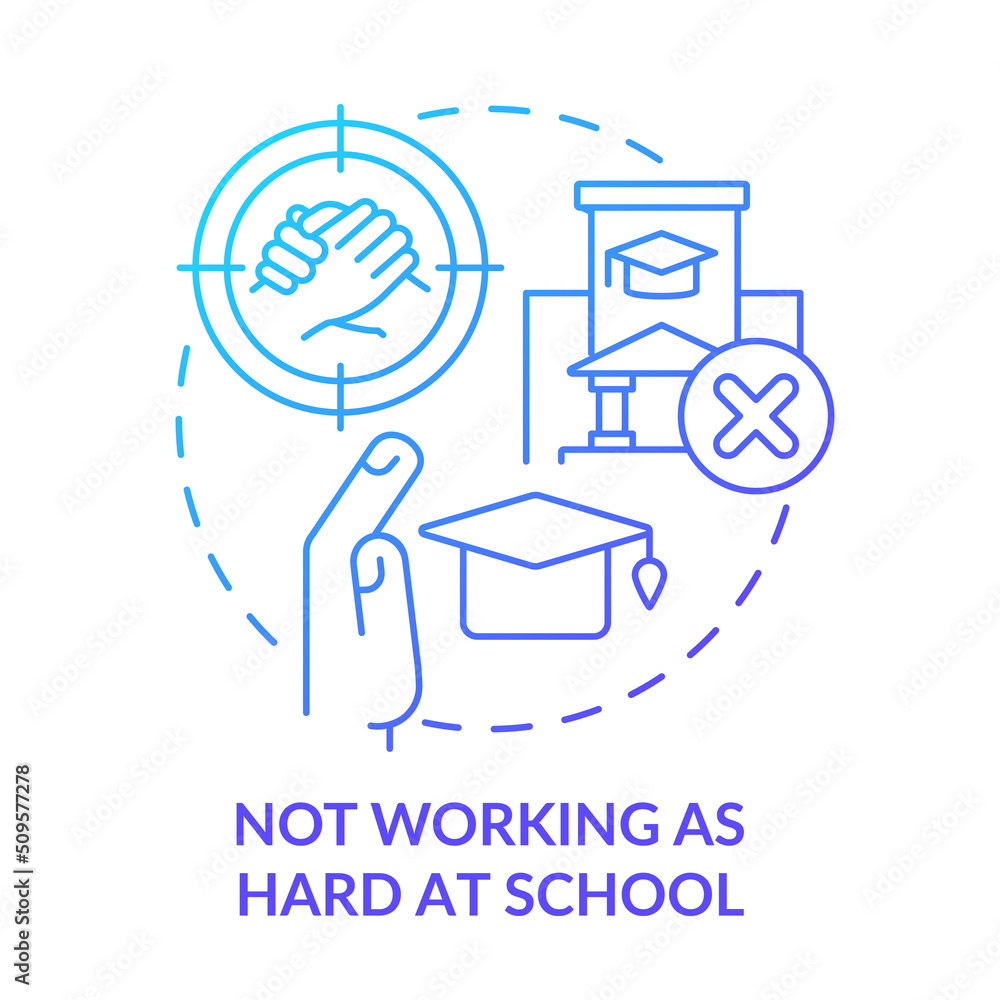 Not working as hard at school blue gradient concept icon. Peer pressure ...