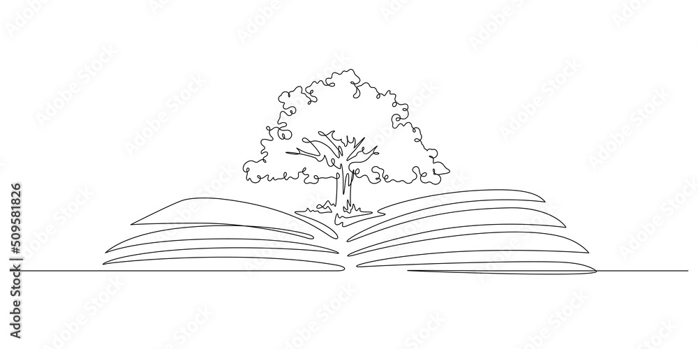 One line drawing of knowledge tree of book for creativity conceptual ...