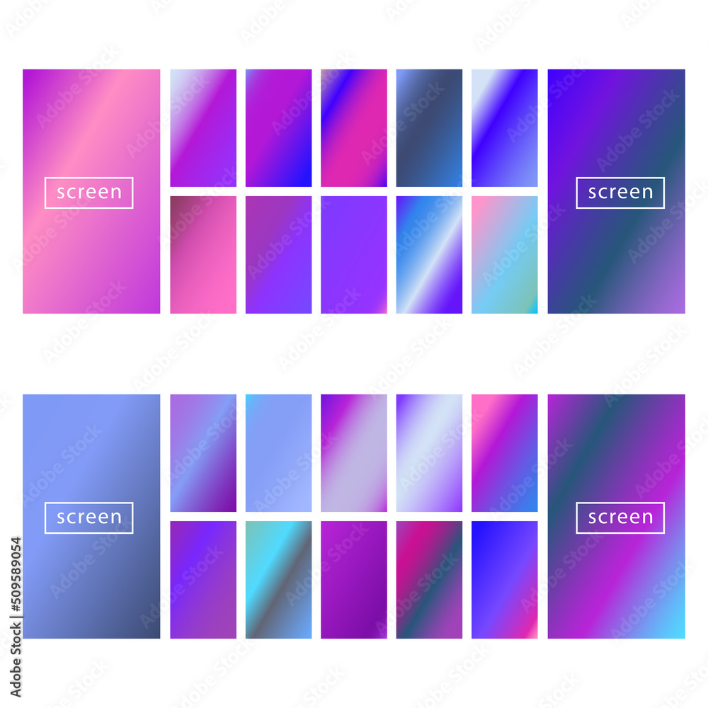 Mobile screen lock display collection of colorful backgrounds in trendy ...