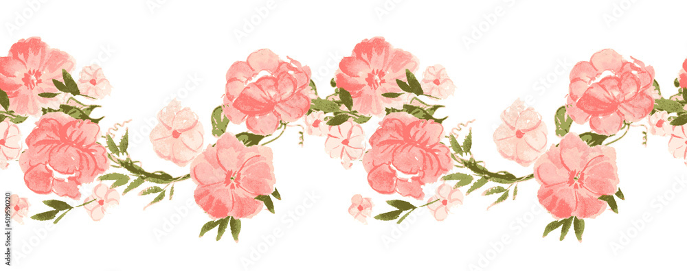 Seamless digital Hand painted floral vines border design Stock ...