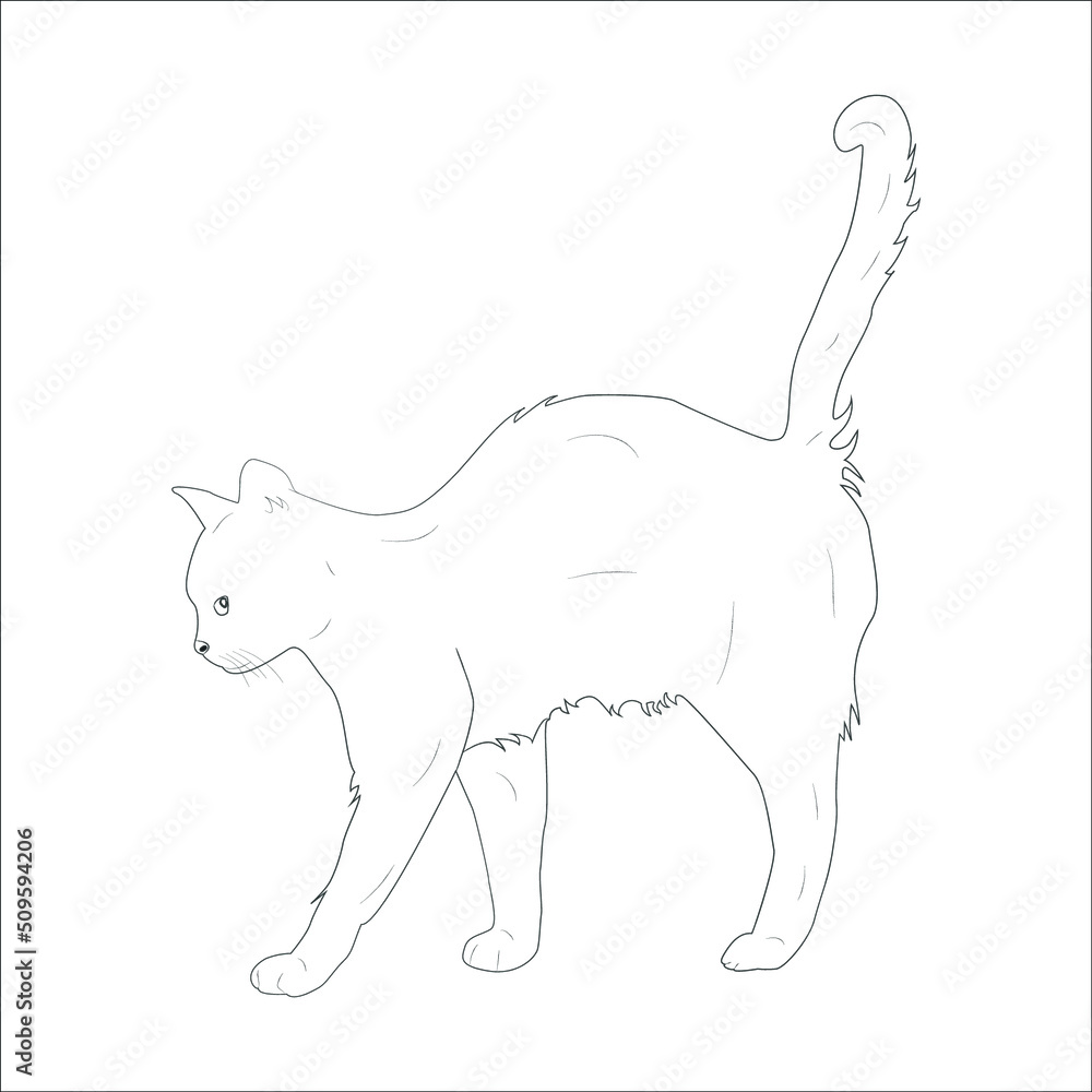 Kitty Cat coloring book page Design for Kids Children stock vector line ...