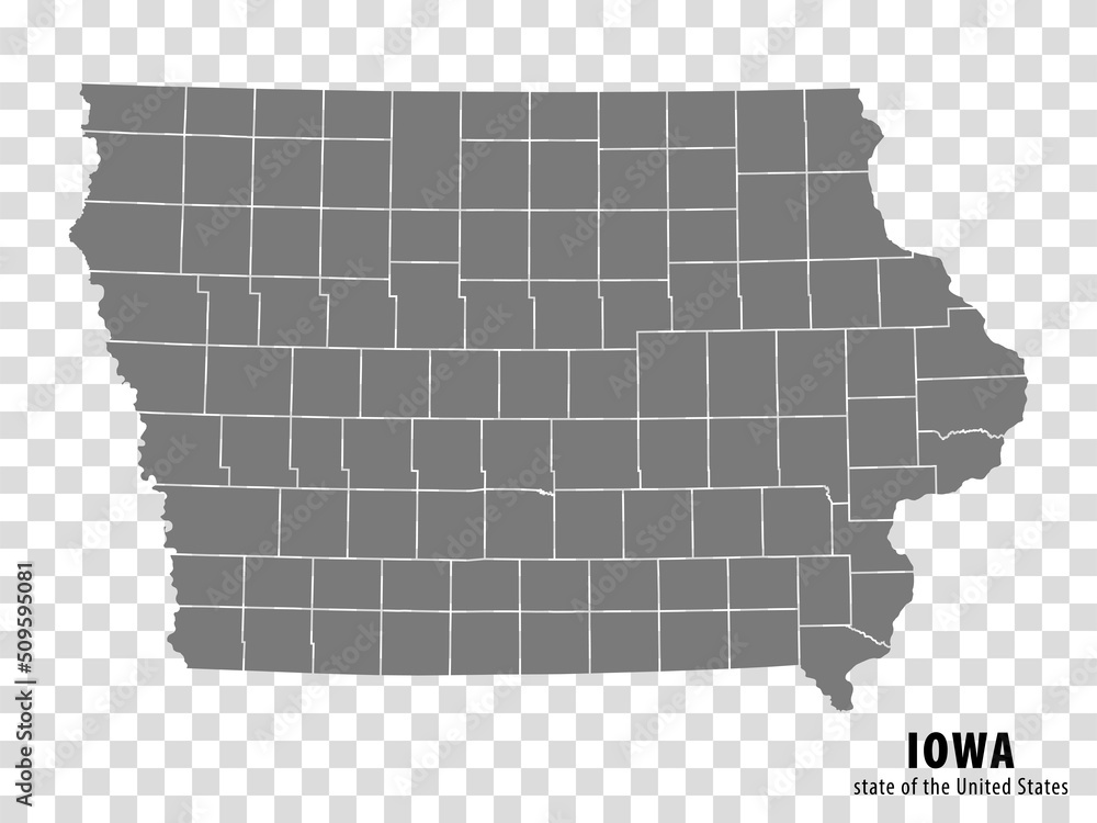 State Iowa map on transparent background. Blank map of Iowa with ...