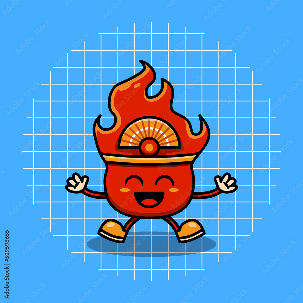 Fire character with happy expression vector illustration in flat ...