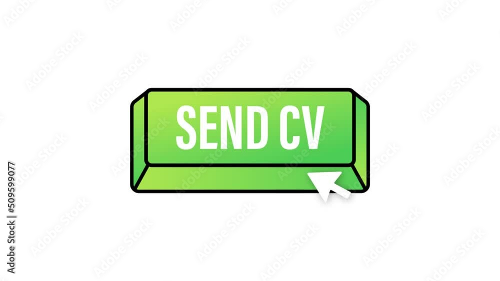 Send cv button in 3d style on blue background. Flat button on white ...