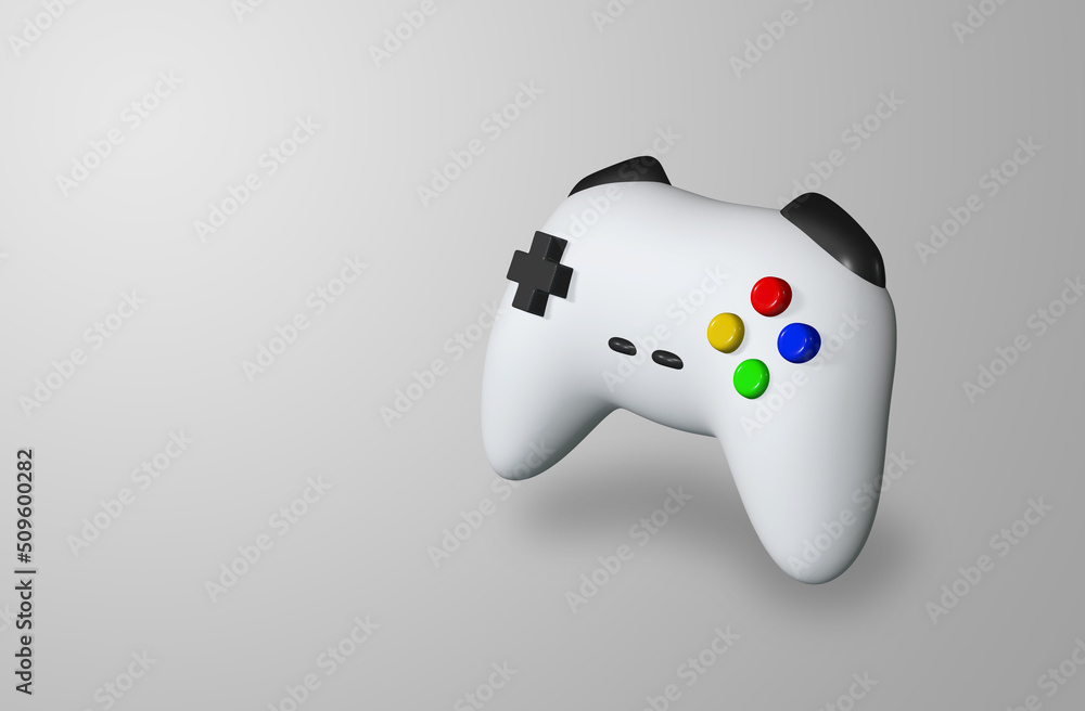 3d white gamepad on white background, 3D rendering image. Stock ...