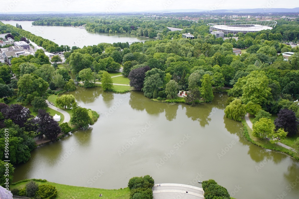 Panorama of the city of Hanover, from the approximately 90 meter high ...