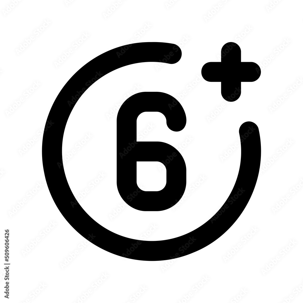 6 restriction sign isolated on white background. Age limit symbol. No ...