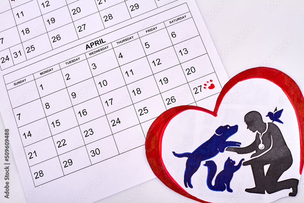 Animal rights day concept. Calendar with marked date. Silhouette of ...